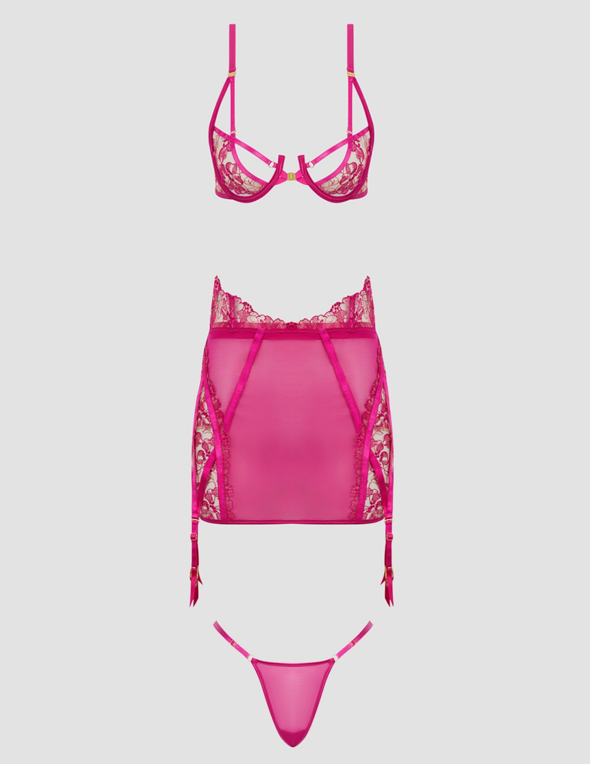 Nova Blacklight Lace Bra, Skirt & G-String Set | Sultry Company